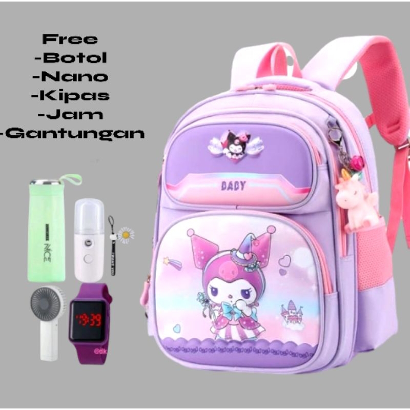 Jual COD Tas Ransel Sekolah Anak Perempuan SD SMP SMA Model Sanrio Kuromi Terbaru | Shopee Indonesia