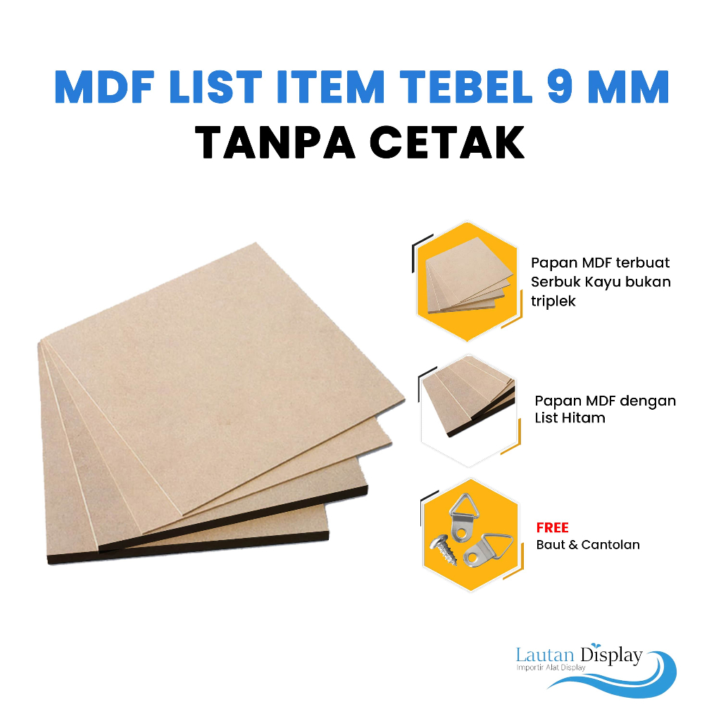 Jual Papan Board Dinding Mdf Kayu Tebal List Hitam Polos 9mm 40x60 ...