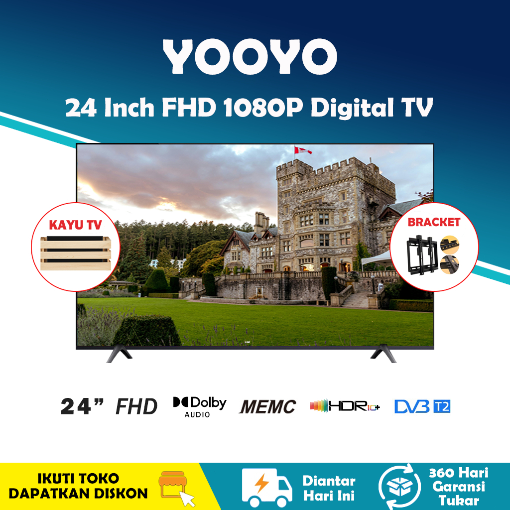Jual YOOYO TV Digital 24 inch/TV Led 24 inch - FHD 2K 1080P - HDR10 ...