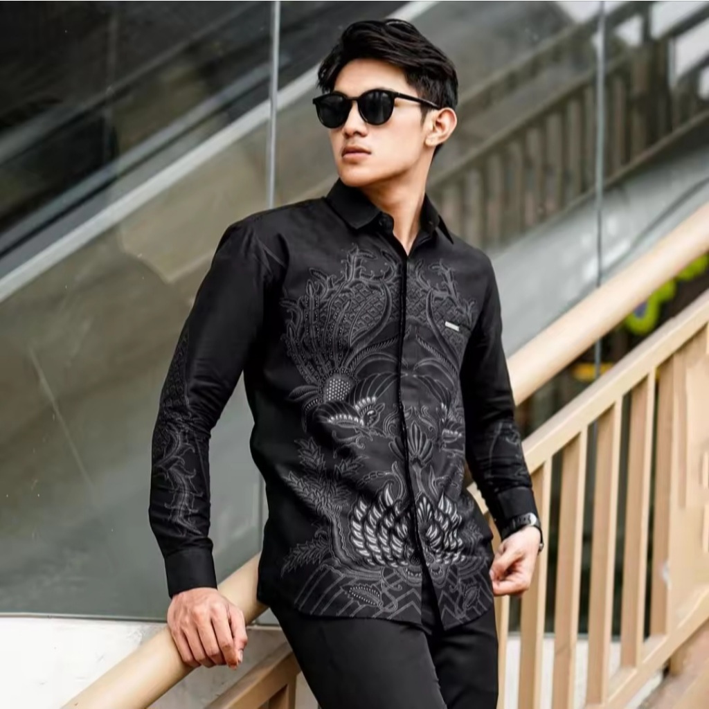 Jual KEMEJA BATIK KERJA BIG SIZE JUMBO SIZE FIT XXL LD 115 WARNA HITAM PUTIH CASUAL FORMAL ...