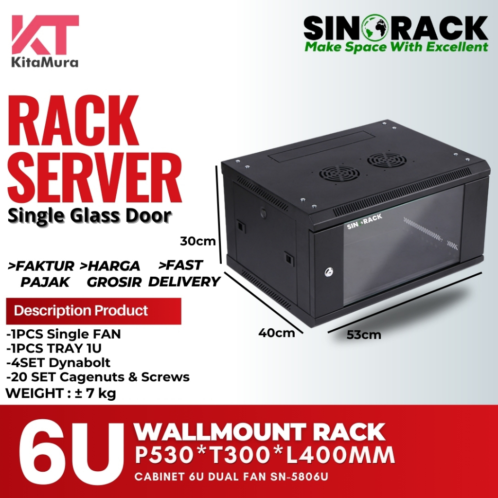 Jual Wallmount Rack 6U, Rak Server Single Door Ukuran 6U | Shopee Indonesia