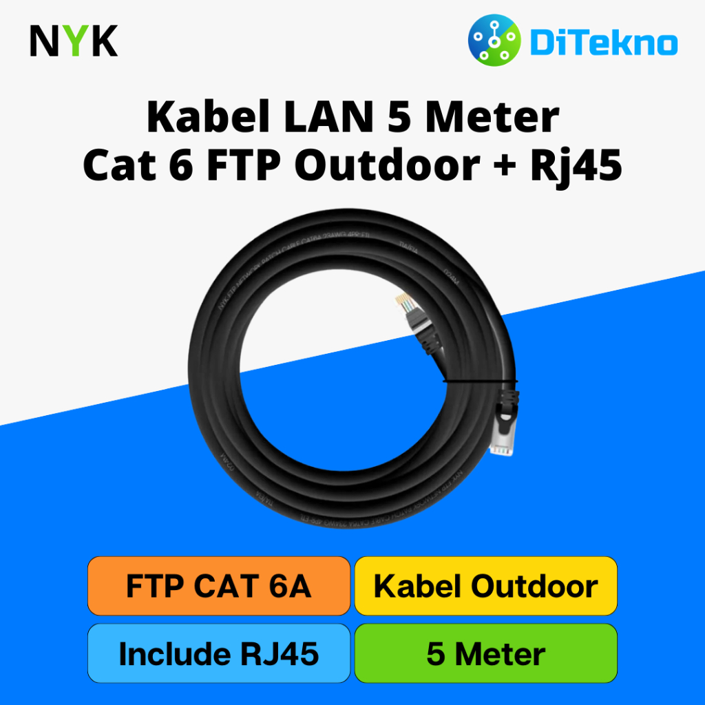Jual Kabel LAN 5 Meter Cat 6 FTP - Outdoor + Rj45 NYK | Shopee Indonesia