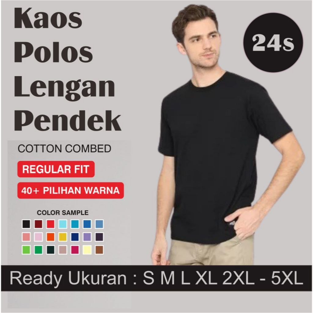 Jual Kaos Polos t-shirt Lengan Pendek Unisex Dewasa Kerah Bulat Ready Size s - 5xl | Shopee ...