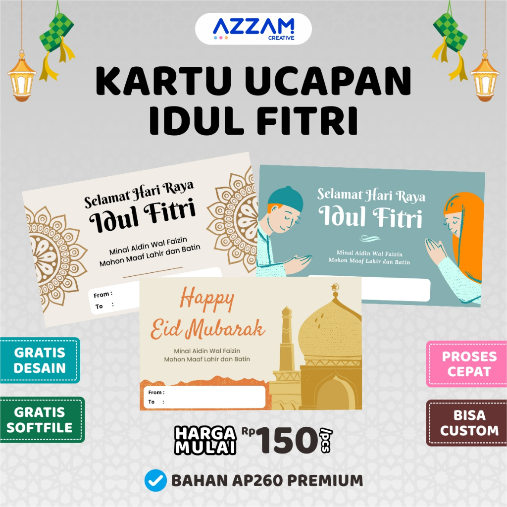 Jual KARTU UCAPAN LEBARAN / KARTU UCAPAN IDUL FITRI / KARTU UCAPAN ...