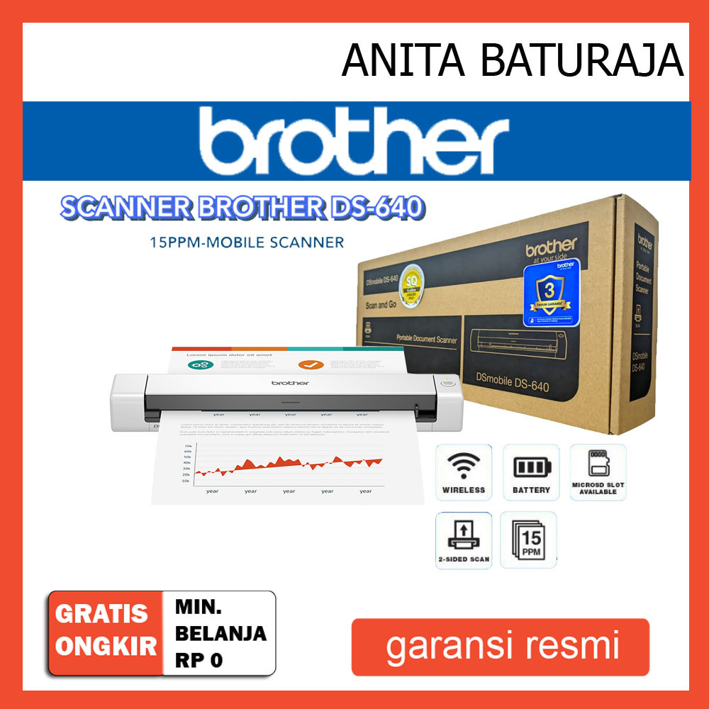 Jual BROTHER SCANNER DS-640 PORTABLE COMPACT MOBILE GARANSI RESMI ...