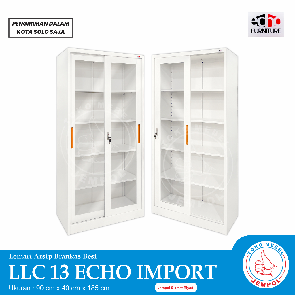 Jual Lemari Besi LLC-13 ECHO IMPORT Sliding Kaca / Rak Besi 5 Susun ...