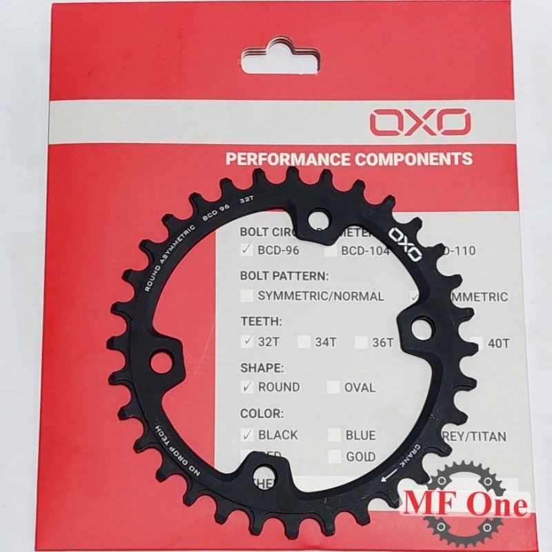 Jual Chainring OXO BCD 96 Asymmetric / Asimetris Round / Bulat 32T 34T 36T 38T Narrow Wide Crank ...