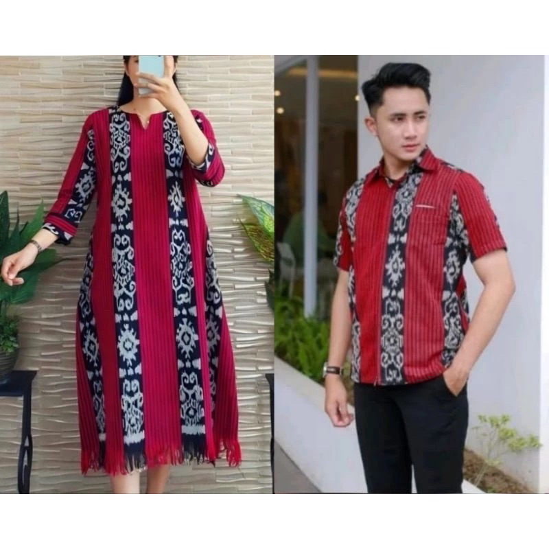 Jual Sarimbit tenun - Baju Couple Tenun - Dress tenun wanita - Kemeja ...