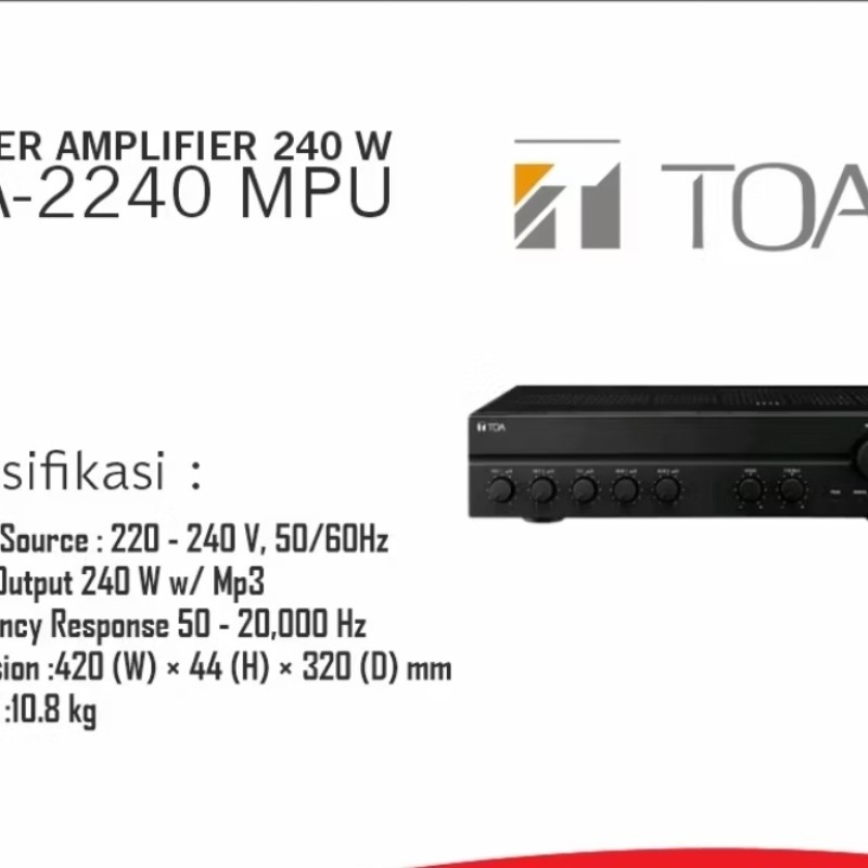Jual Amplifier Toa ZA 2240 ( 240 Watt ) Original / TOA ZA 2240 ...