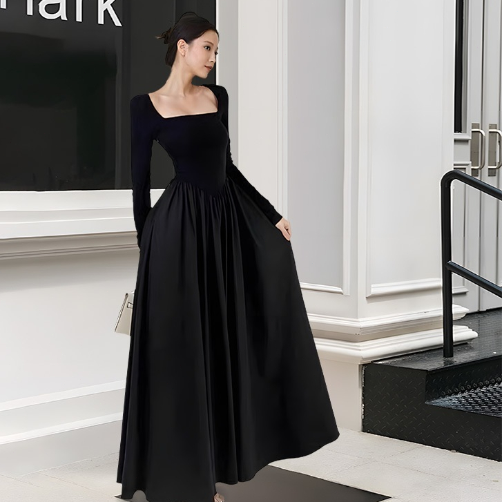 Jual Dress Gaun Hitam Bergaya Hepburn Kelas Atas Musim Gugur Dan Musim ...