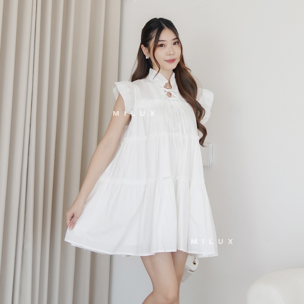 Jual MINI DRESS WANITA GAUN PENDEK PUTIH CASUAL MX276 | Shopee Indonesia