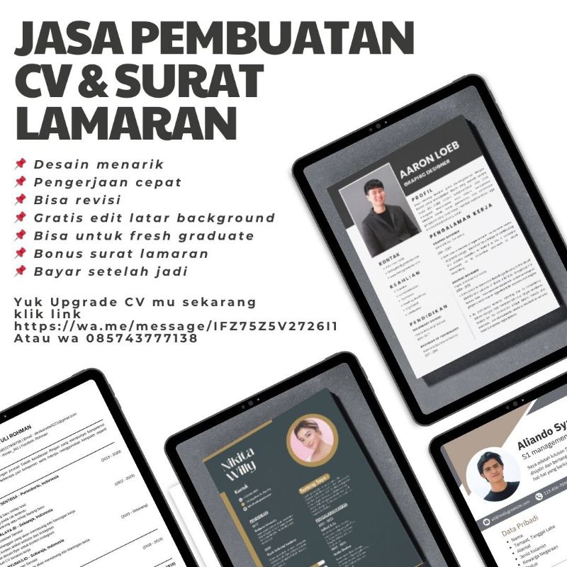 Jual Jasa Pembuatan CV | Desain CV | Jasa CV | Surat Lamaran Kerja | Edit Background Foto ...