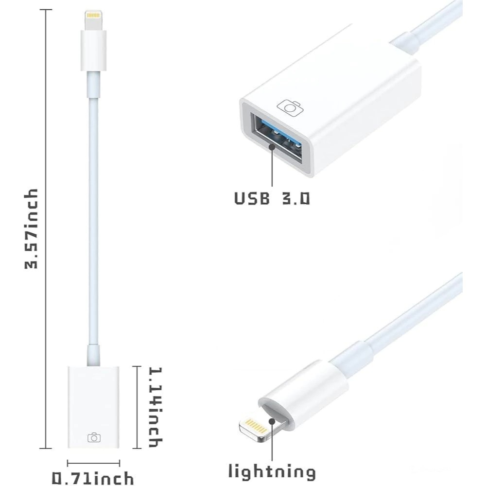 Jual KABEL LIGHTING 8 PIN TO USB CAMERA ADAPTER | Shopee Indonesia