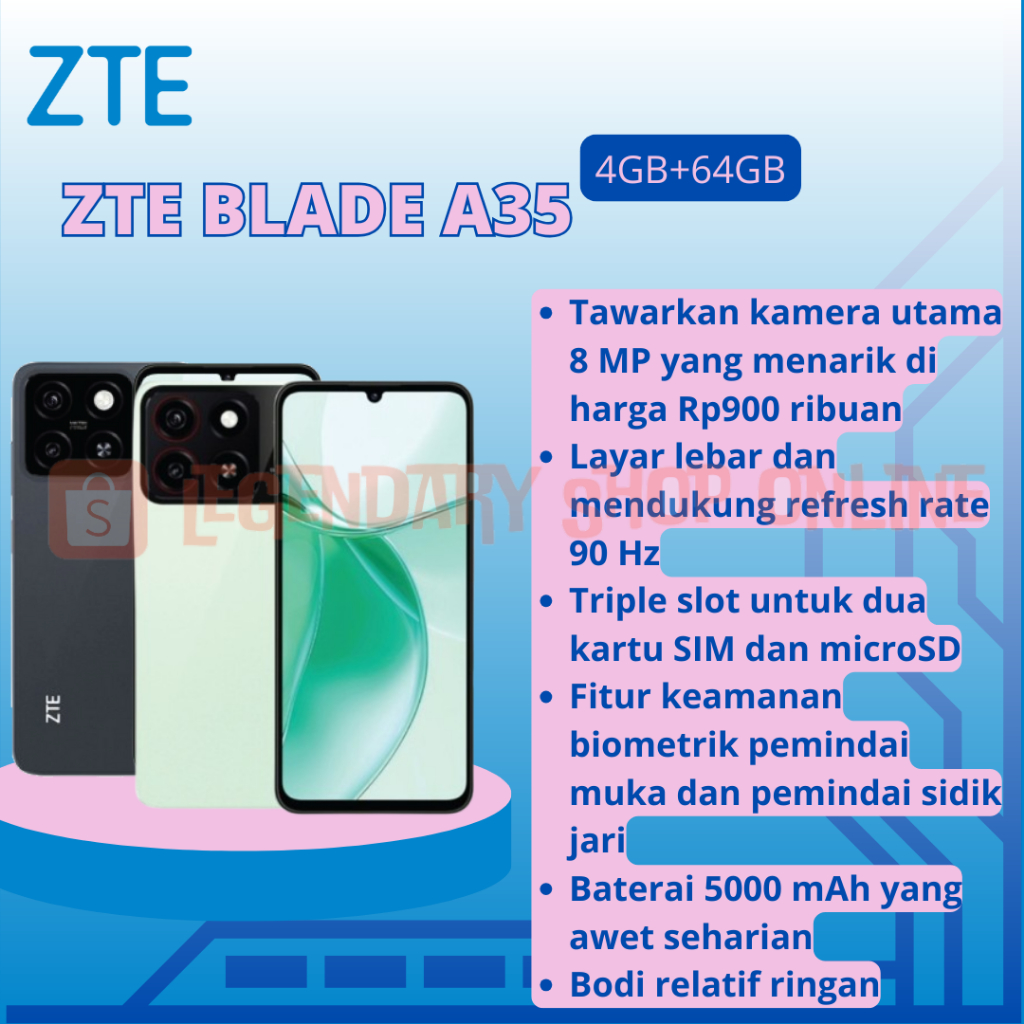 Jual HP ZTE Blade A35 4/64GB Original Garansi Resmi | Shopee Indonesia