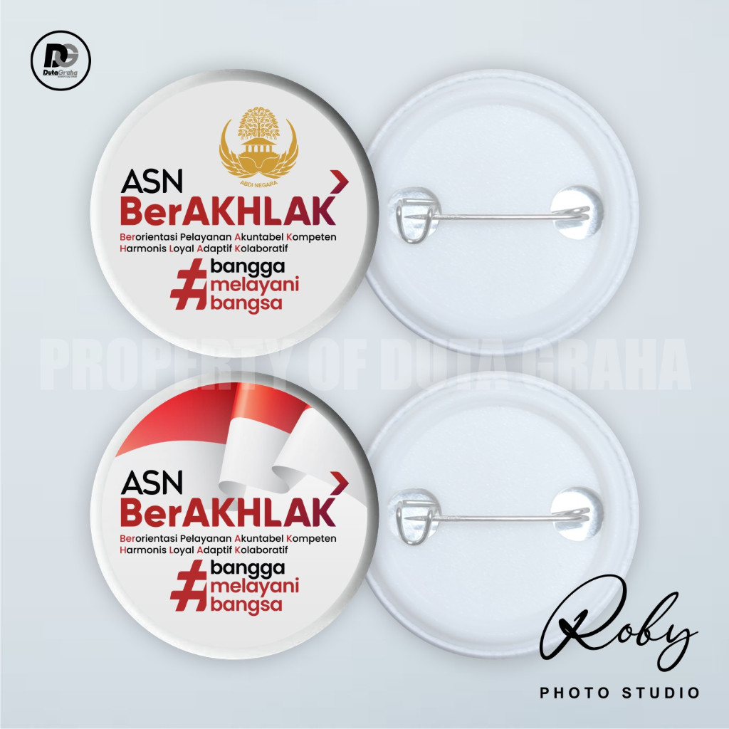 Jual [PIN PRESS] ASN BERAKHLAK Pin Bros Aksesoris Souvenir DINAS PNS ...