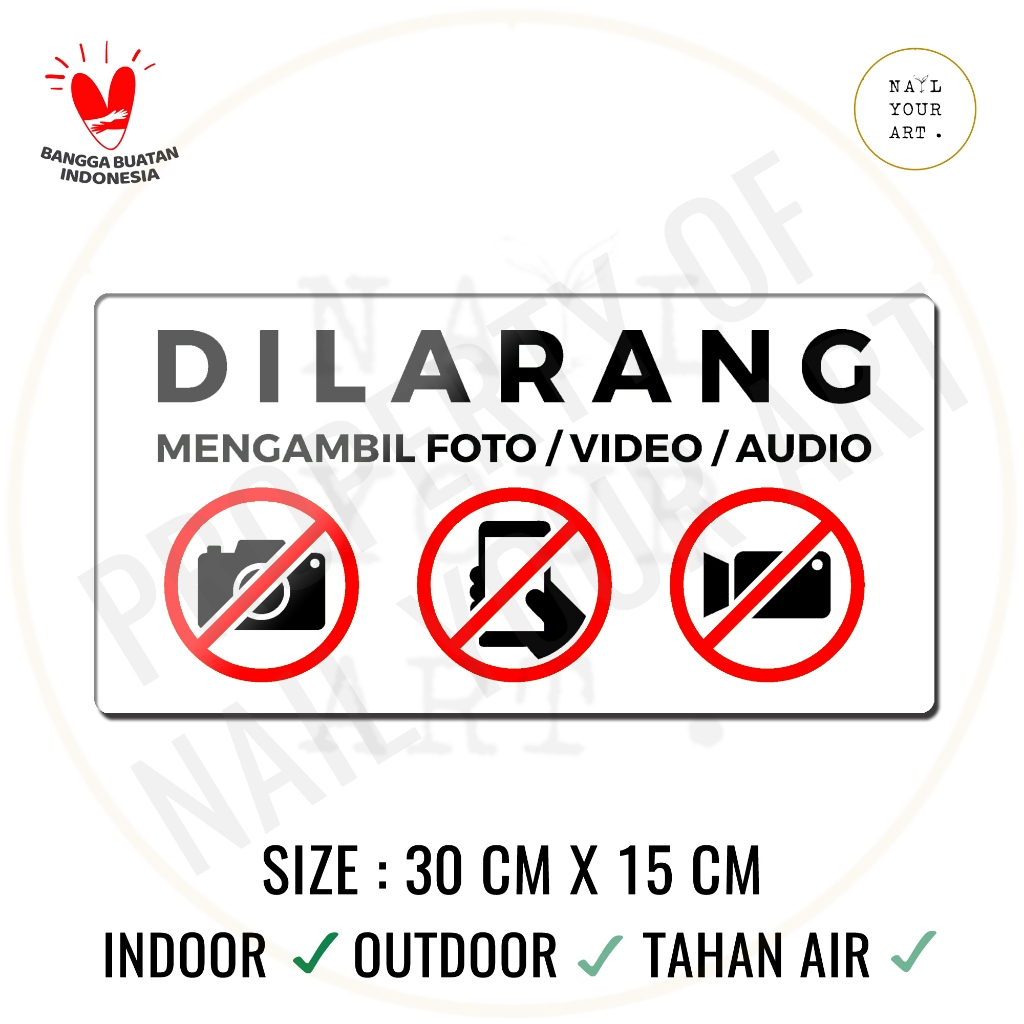Jual SIGN AKRILIK DILARANG MENGAMBIL FOTO VIDEO AUDIO PUTIH HITAM ...