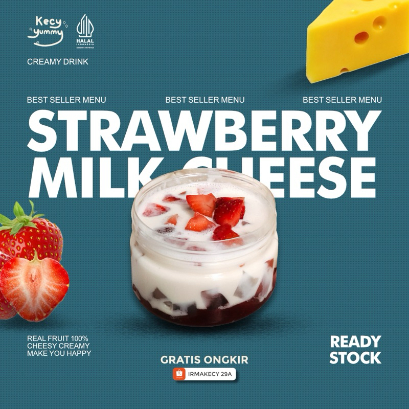 Jual CREAMY DRINK STRAWBERRY MILK CHEESE by irmakecy | Shopee Indonesia