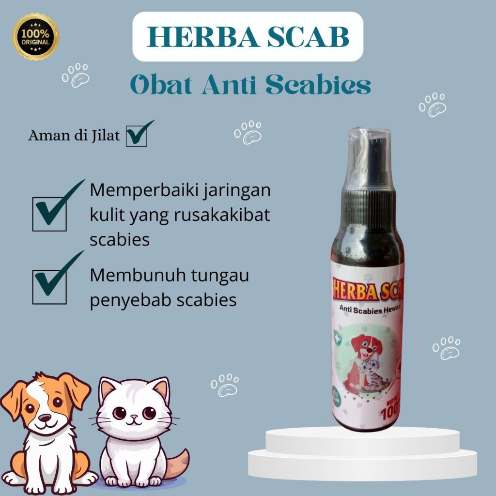 Jual Herba Scab Anti Scabies Anjing Vitamin Plus Cacing Kelinci Spray ...