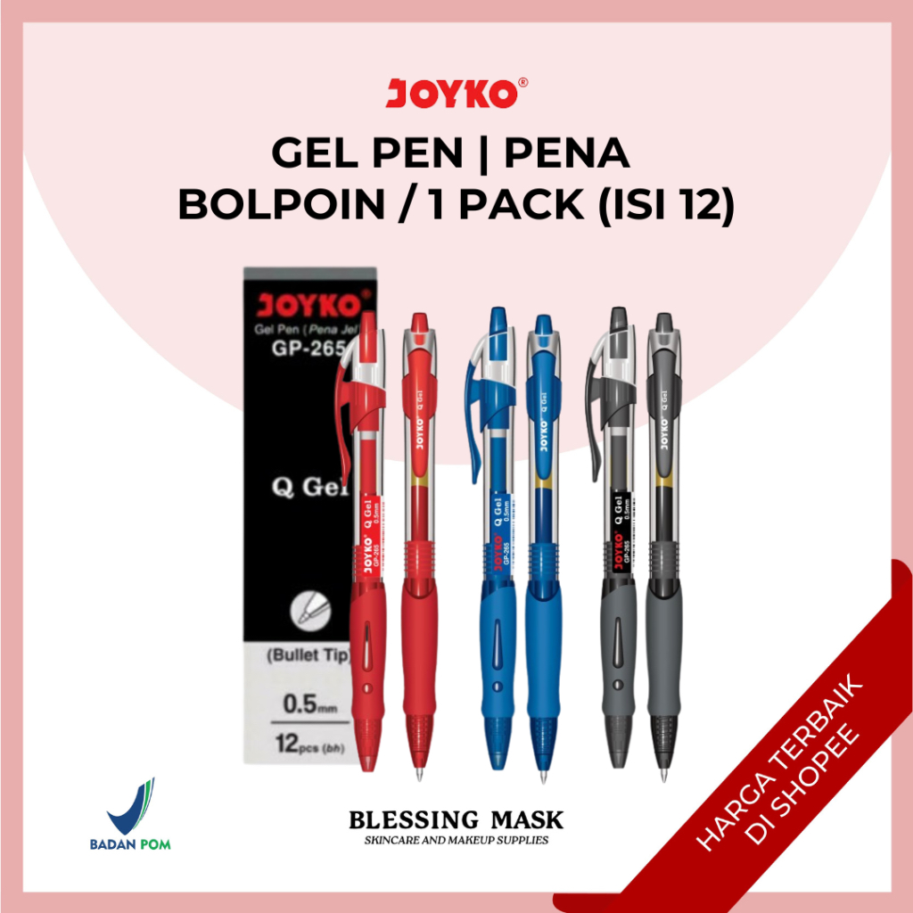Jual JOYKO Gel Pen | Pulpen Pena Bolpoin Joyko GP-265 Q Gel | 1pack : isi 12pc | ATK ...