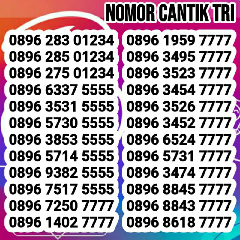 Jual NOMOR CANTIK TRI NOMER CANTIK TRI 7777 seri naik 1234 | Shopee ...