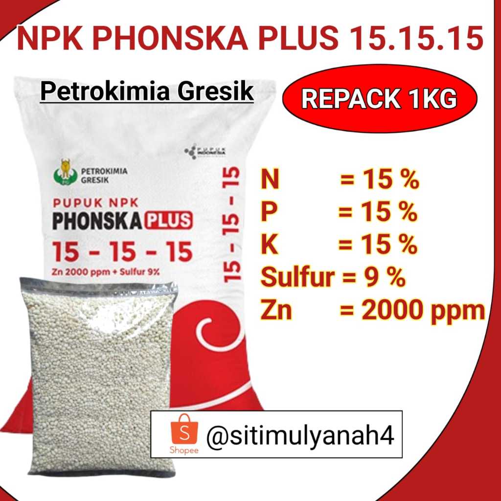 Jual Pupuk NPK Phonska Plus 15 15 15 kemasan repack 1 kg termurah | Shopee Indonesia