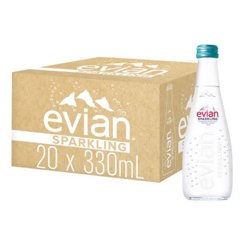 Jual Evian Sparkling Natural Mineral Water( 330 ml x 20pcs) Botol Kaca | Minuman Air Mineral ...
