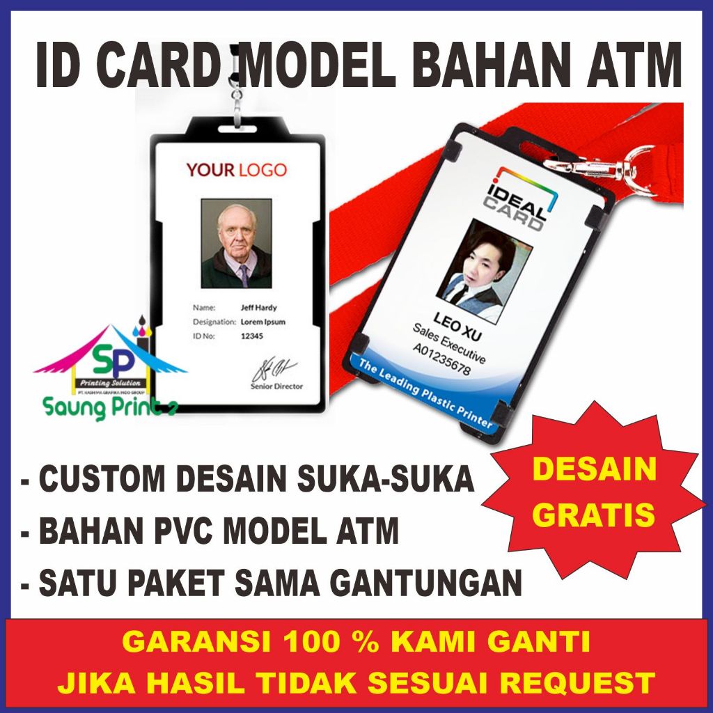 Jual Cetak ID Card Custom Nama dan Logo, Kualitas Premium untuk ...