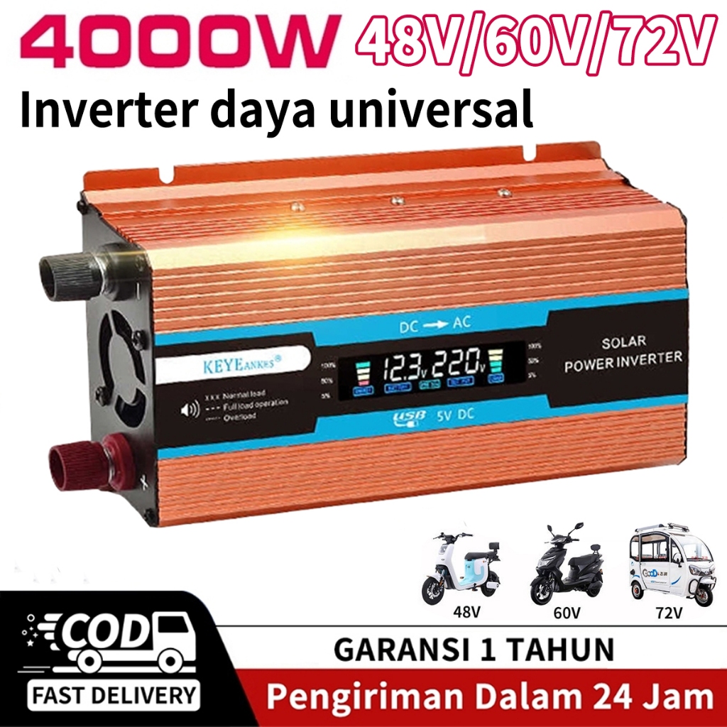 Jual NEW 4000W Mobil Inverter DC 12V ke AC 220V Power Converter Inverter Pengisi Daya Mobil ...