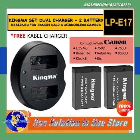 Jual KINGMA DUAL CHARGE BATTERY CANON LPE17 LP-E17 KIT | Shopee Indonesia
