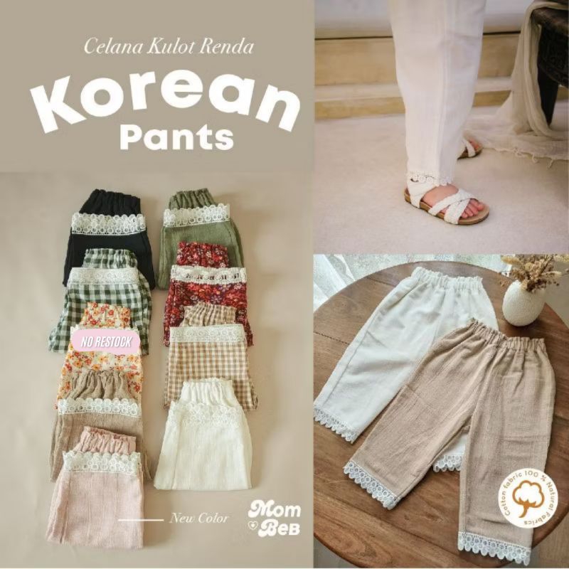 Jual MOMBEB - Korean Pants Anak Celana Kulot Renda Anak Celana Panjang ...