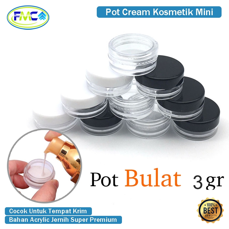 Jual Pot Tempat Cream Kosmetik Pot Cream 3 Gram Bulat Rata Flat Tempat ...