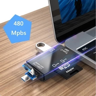 Jual 6IN1 OTG TYPE C AND MICRO USB MICROSD CARD READER FLASHDISK 6 IN 1 ...
