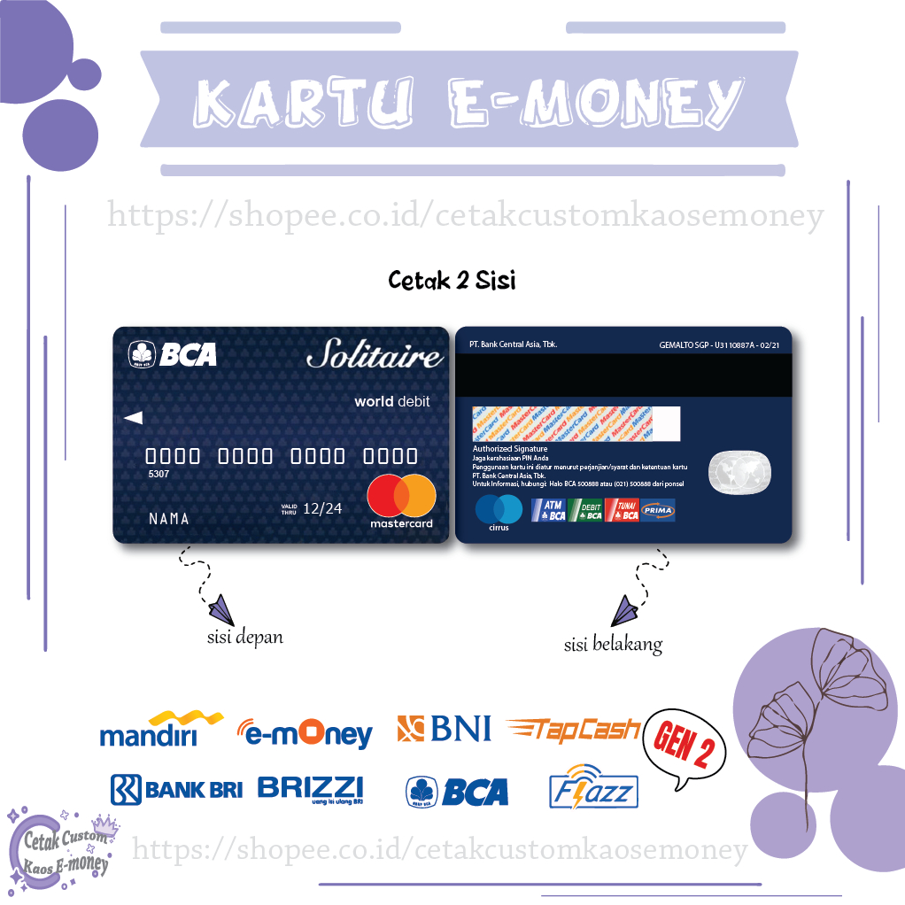 Jual KARTU E MONEY E TOLL CARD BCA SOLITAIRE MASTERCARD CARD MANDIRI ...