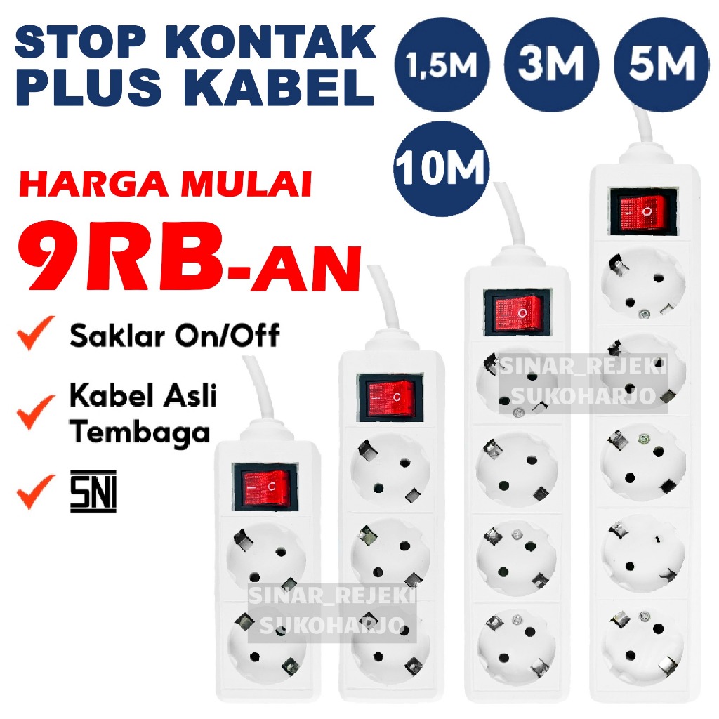 Jual Reida Stop Kontak Arde SNI Colokan Listrik Kuningan 5, 4, 3 Lubang ...