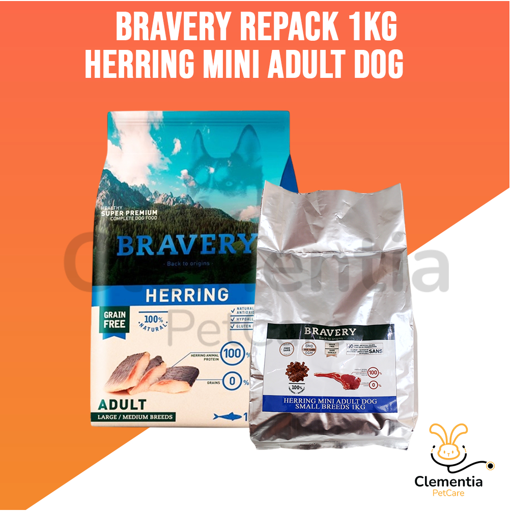 Jual Bravery Dog Food Herring Mini Adult Repack 1 kg | Shopee Indonesia