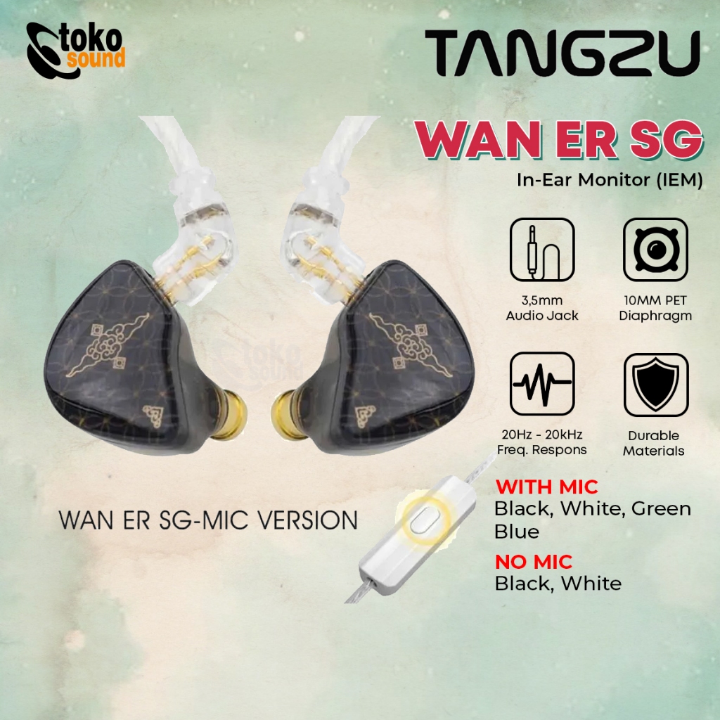 Jual Tangzu Wan Er WanEr SG 10mm PET Diaphragm Hi-Fi IEM Earphone with ...