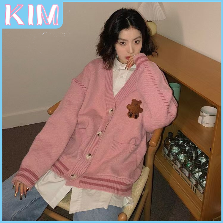 Jual KIM JK cute little bear cardigan jacket knit female Japanese soft ...
