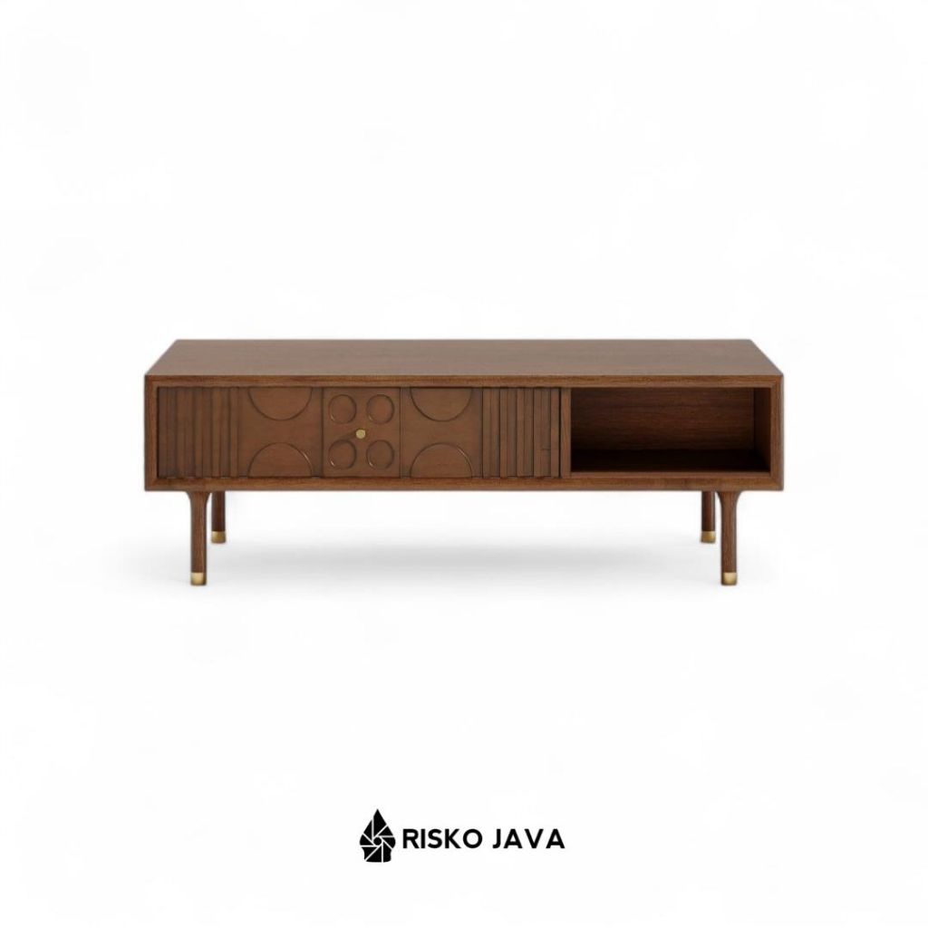 Jual Meja Ruang Tamu Persegi Panjang / Meja Kayu Jati Laci Penyimpanan ...