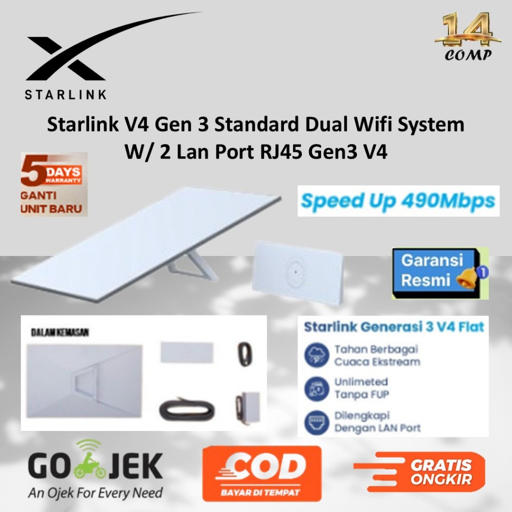 Jual Starlink V4 Gen 3 Standard Dual Wifi System W/ 2 Lan Port RJ45 ...