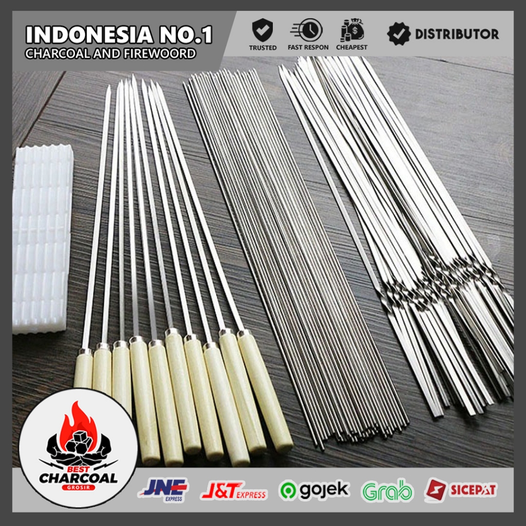 Jual Tusuk Sate Barbeque Stainless Steel Reusable Cooking Tools ...