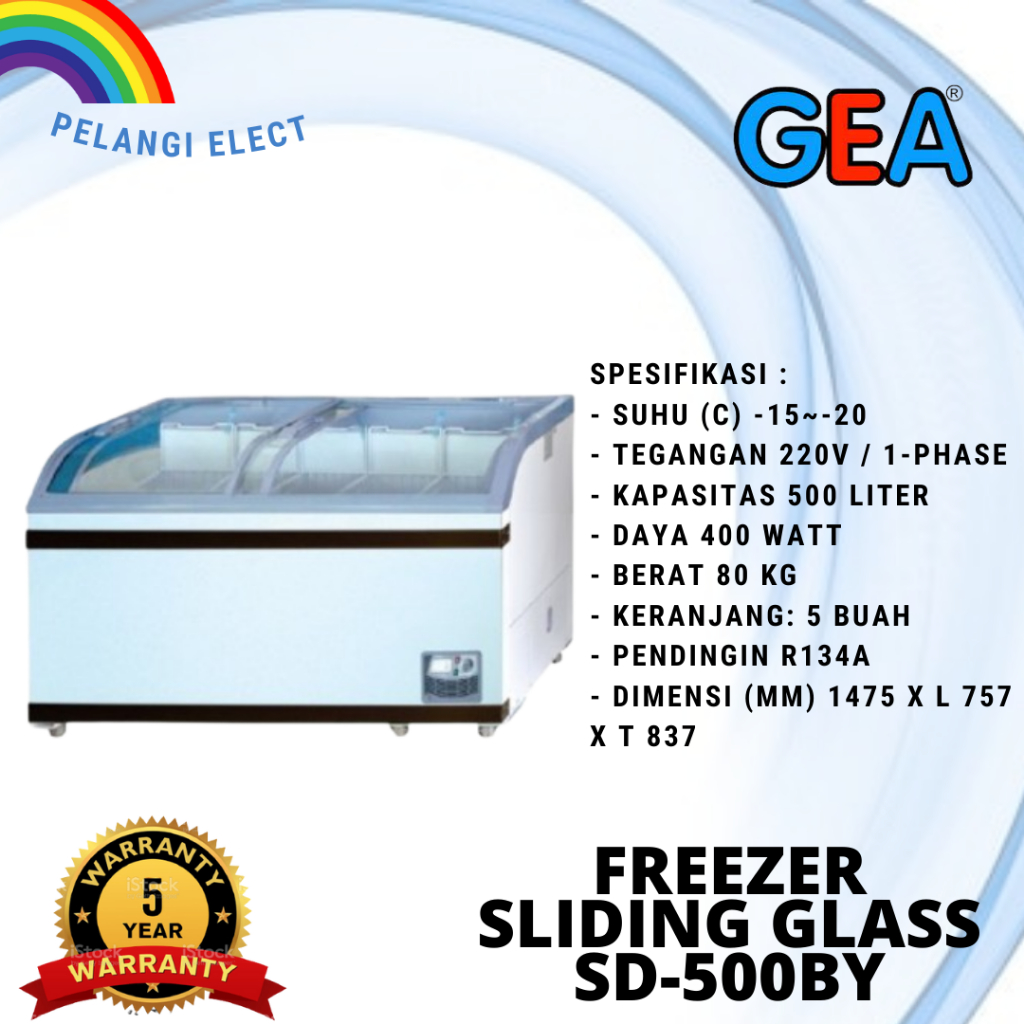 Jual GEA SD-500BY Sliding Curve Glass Freezer Premium 500 L | Shopee ...