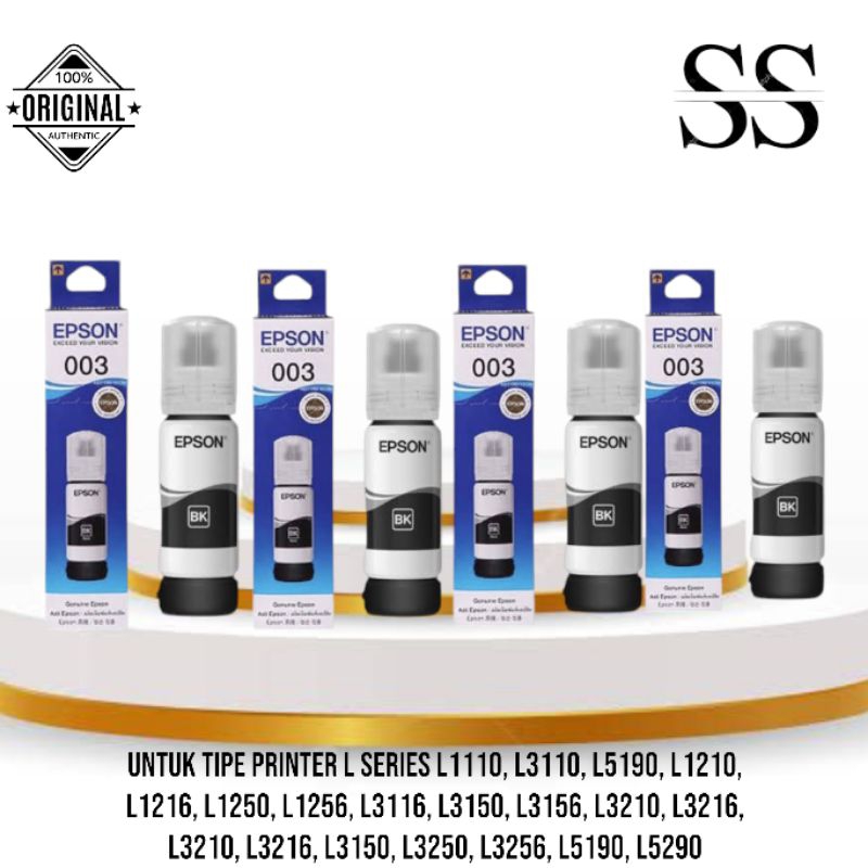 Jual PAKET 4PCS TINTA EPSON 003 BLACK ORIGINAL | Shopee Indonesia