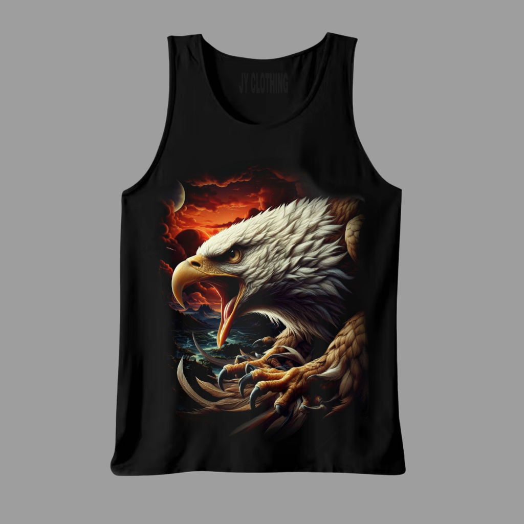 Jual Singlet Pria Hitam Santai Motif Elang Nerkam | Shopee Indonesia