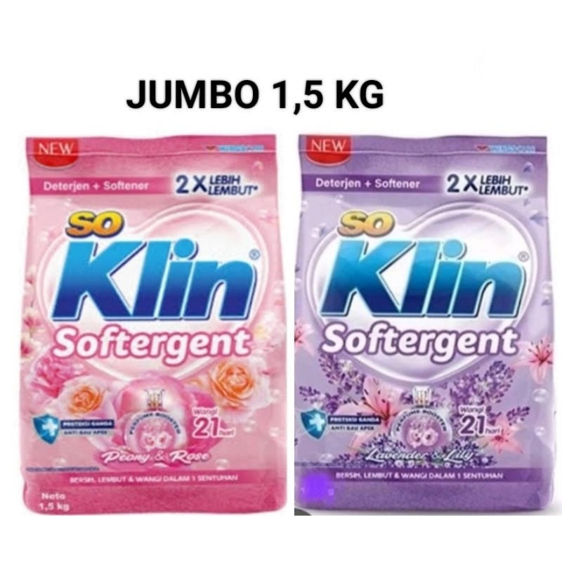 Jual (1,5kg) soklin deterjen bubuk + softener / so klin | Shopee Indonesia