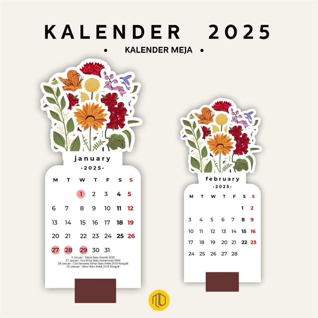Jual 2025 CALENDAR BLOOMY FLOWERS / KALENDER 2025 AESTHETIC / DESK ...
