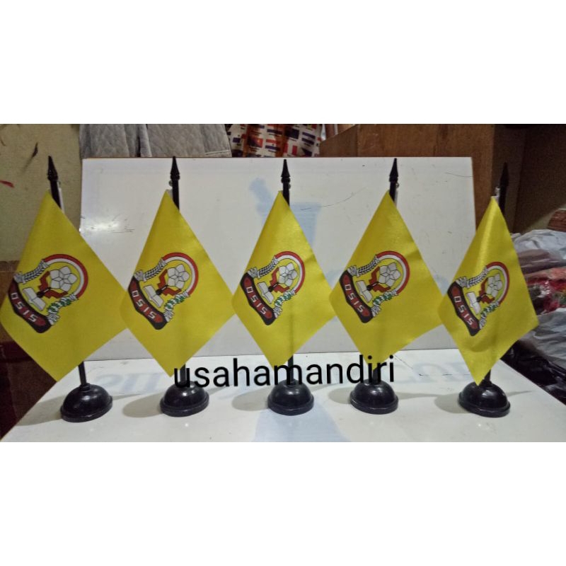 Jual bendera meja osis smp dan tiang kayu ( harga satu set bendera dan ...