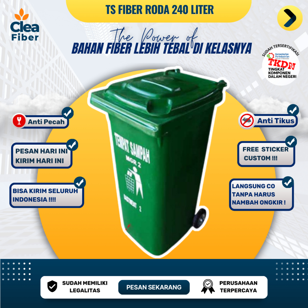 Jual TONG SAMPAH FIBER RODA 240 LITER | Shopee Indonesia