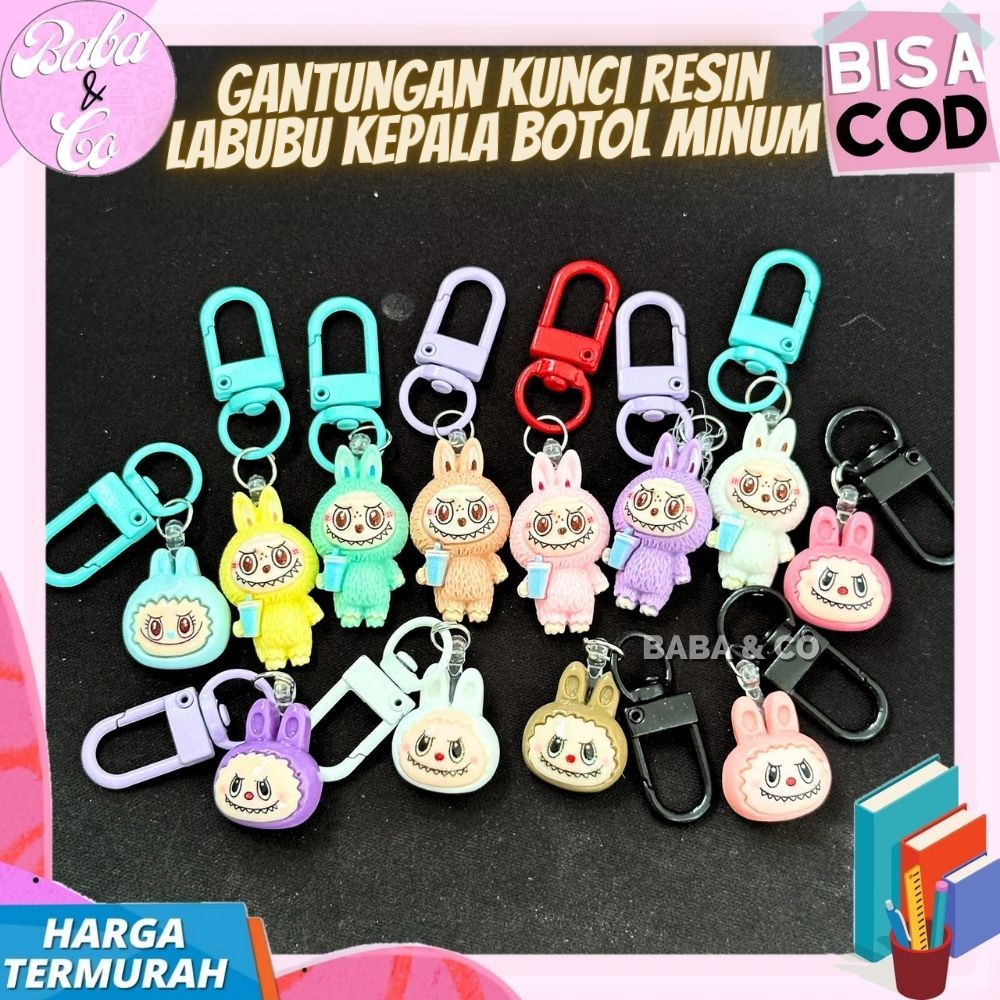 Jual GANTUNGAN KUNCI RESIN LABUBU V2 KEPALA BOTOL MINUM LABU LABU LUCU ...