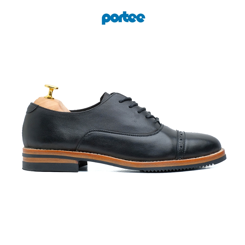 Jual Portee Goods Sepatu Kulit Kerja Pria Oxford Captoe Hitam | Shopee ...