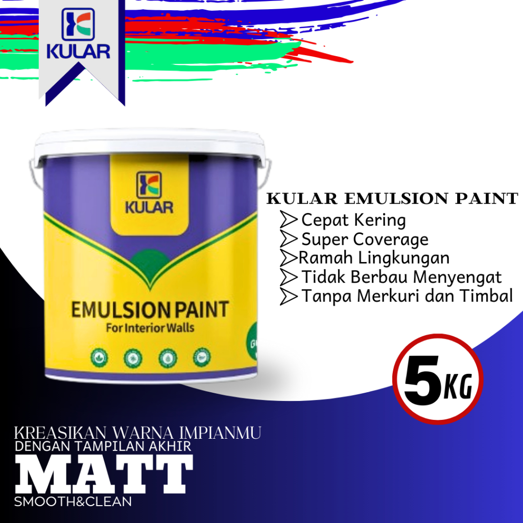 Jual Kuning - Kular Emulsion Paint Cat Tembok Water Based 5kg Untuk ...